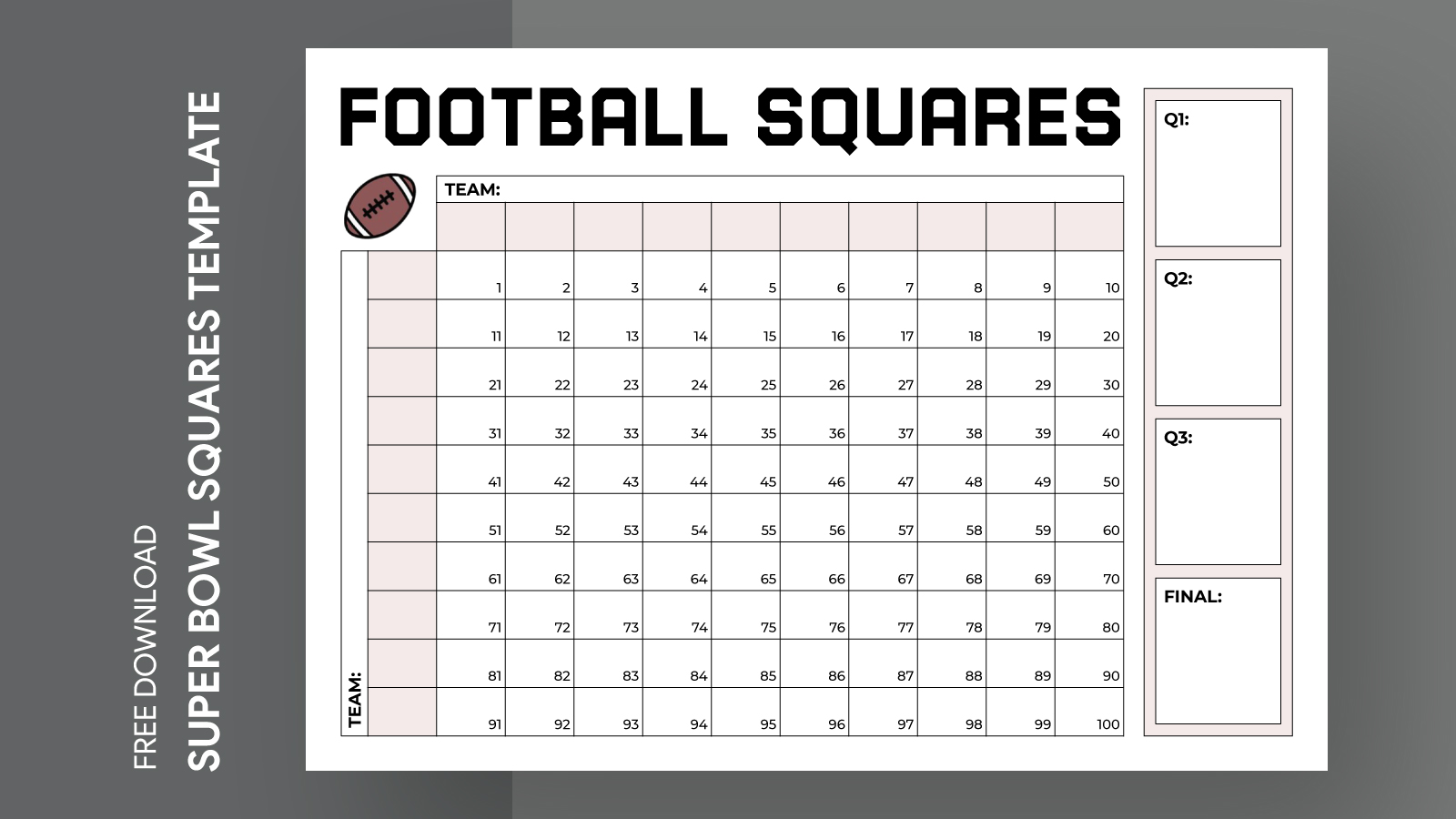 10 Line Numbered Football Squares Free Google Docs Template - gdoc.io