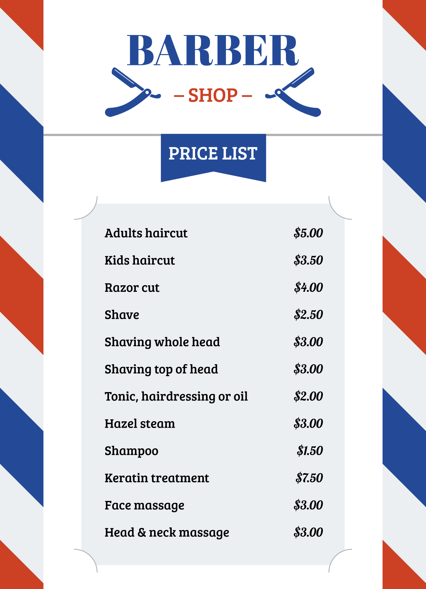  Barber Price List Template Word Printable Form Templates And Letter