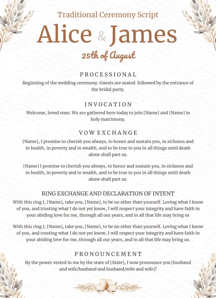 Wedding Ceremony Script For Minister