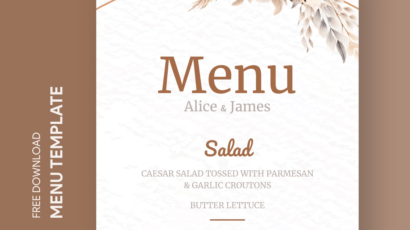 Boho Wedding Menu Free Google Docs Template - gdoc.io