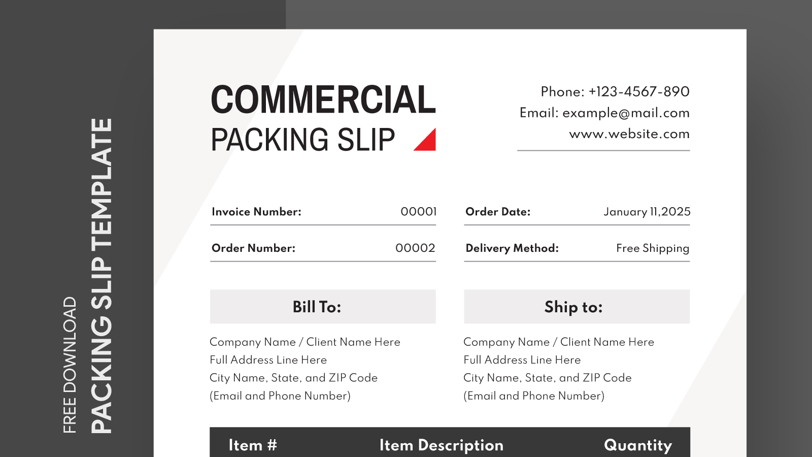 Commercial Packing Slip Free Google Docs Template - gdoc.io