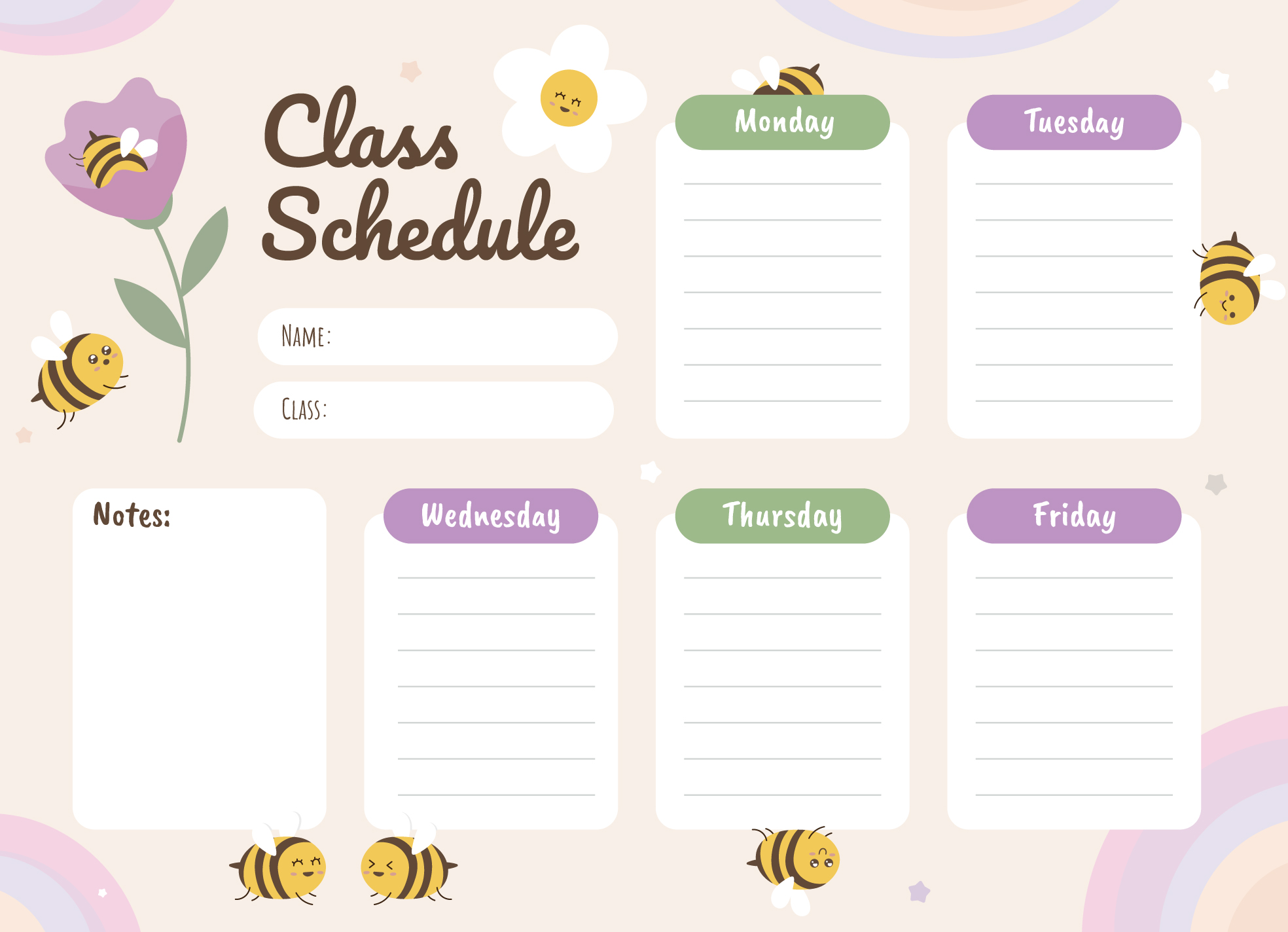 Cute Schedule Template