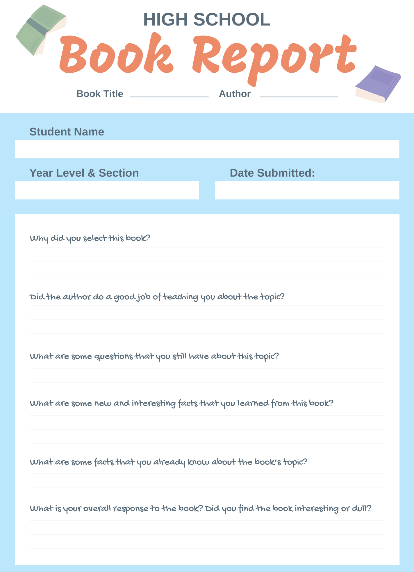  How To Make A Book Report High School How To Write A High School 