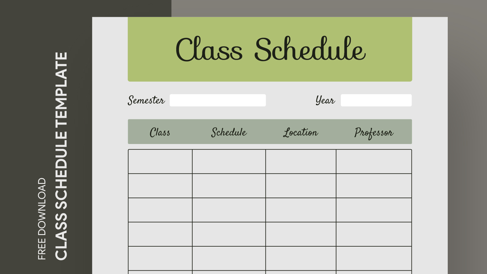 High School Class Schedule Free Google Docs Template - gdoc.io