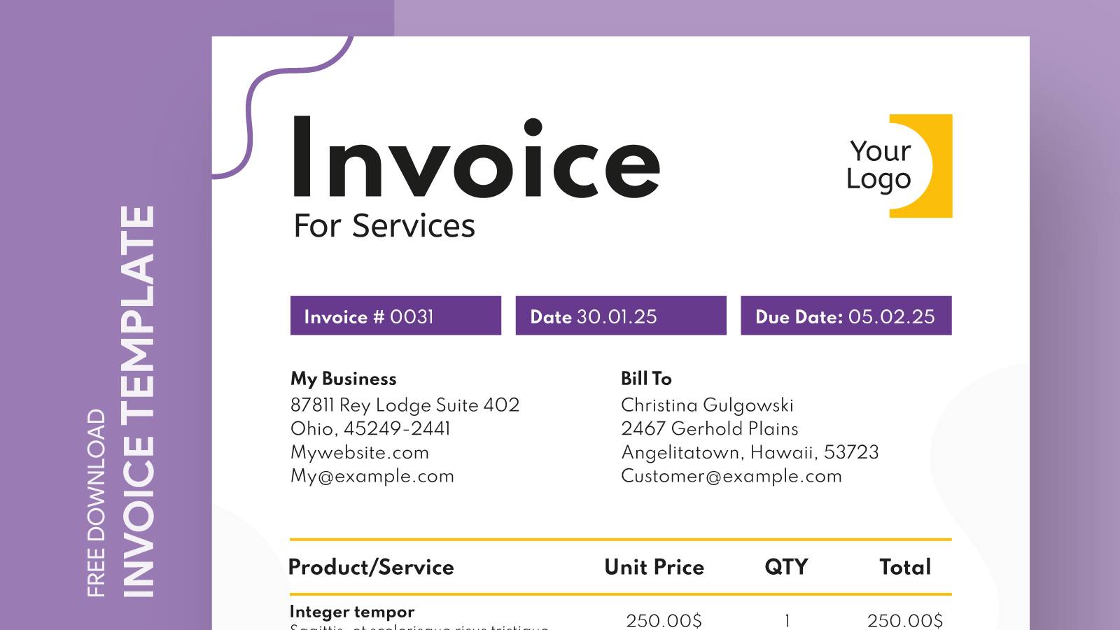 Invoice for Services Free Google Docs Template - gdoc.io
