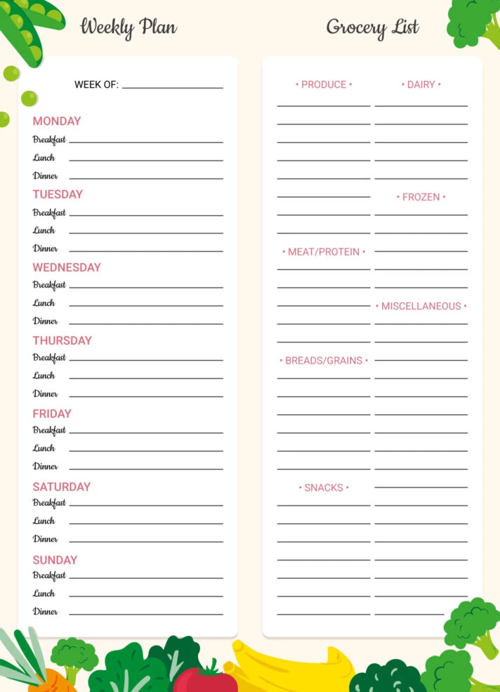 Free Printable Menu Planner With Grocery List Printable Menu Planner