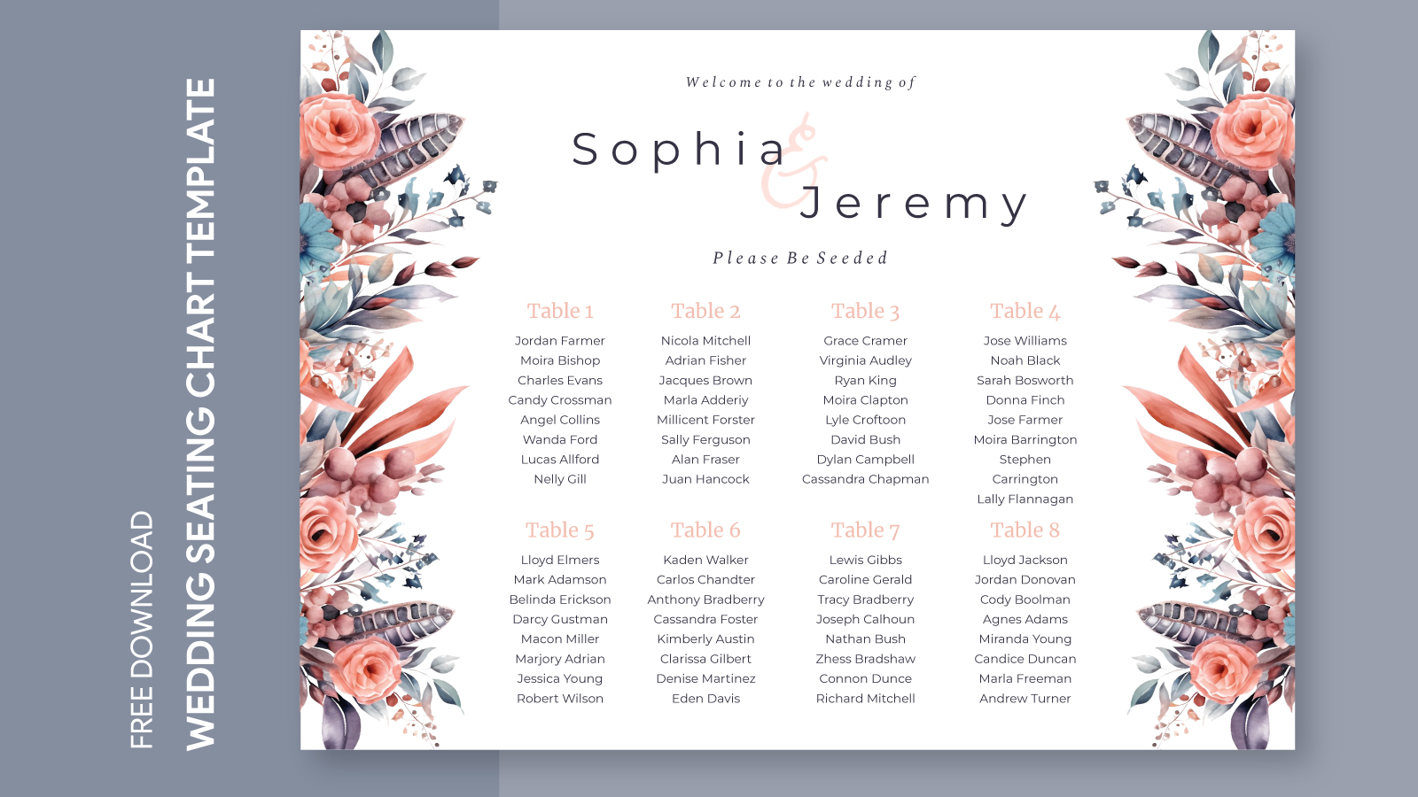 Modern Wedding Seating Chart Free Google Docs Template - gdoc.io