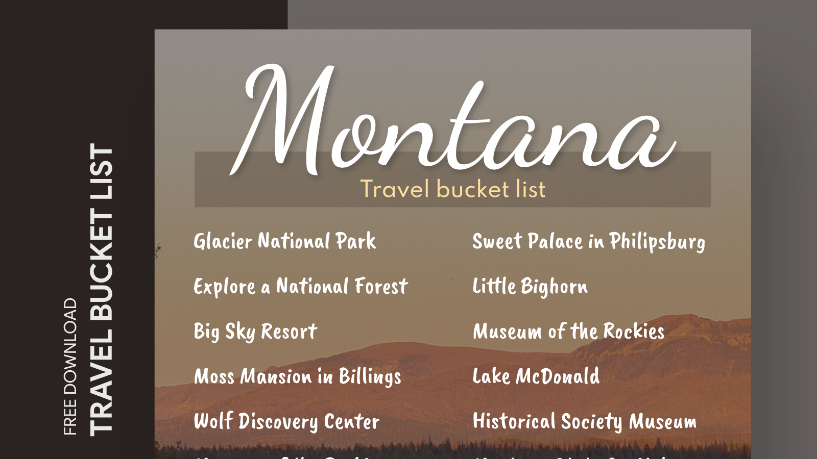 Montana Travel Bucket List Free Google Docs Template - gdoc.io