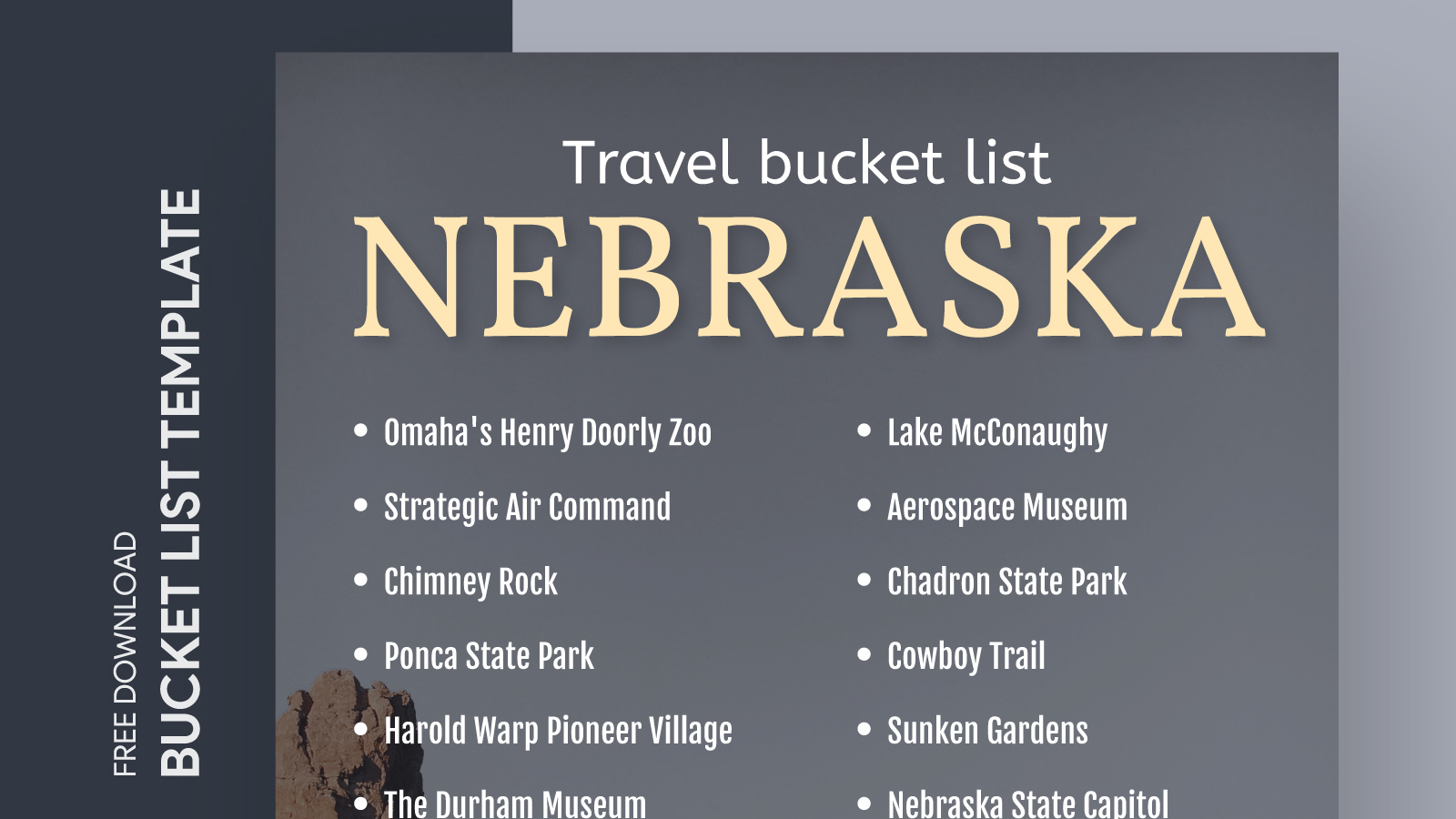 Nebraska Travel Bucket List Free Google Docs Template - gdoc.io
