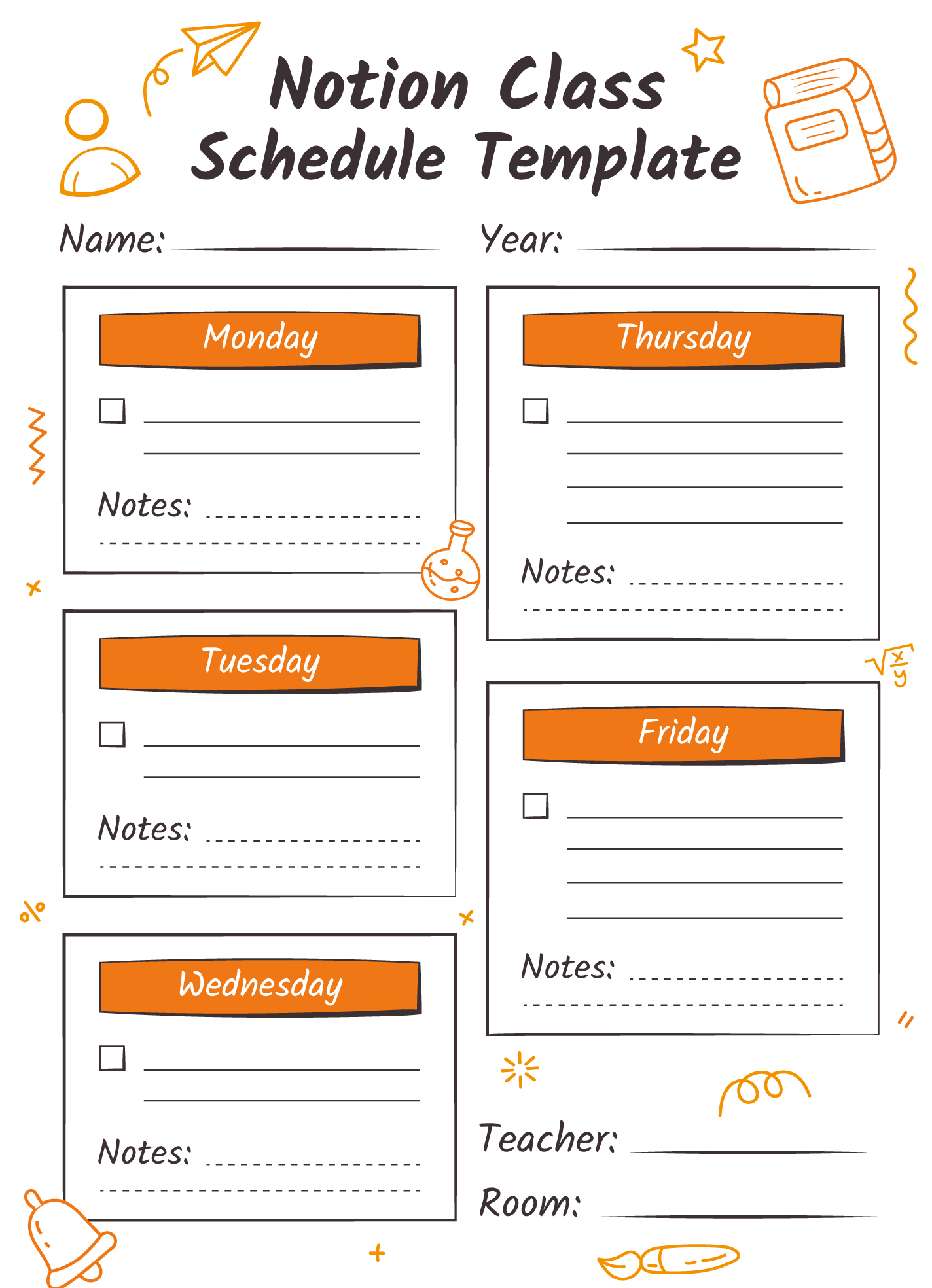 Weekly Class Schedule Free Google Docs Template Gdoc io