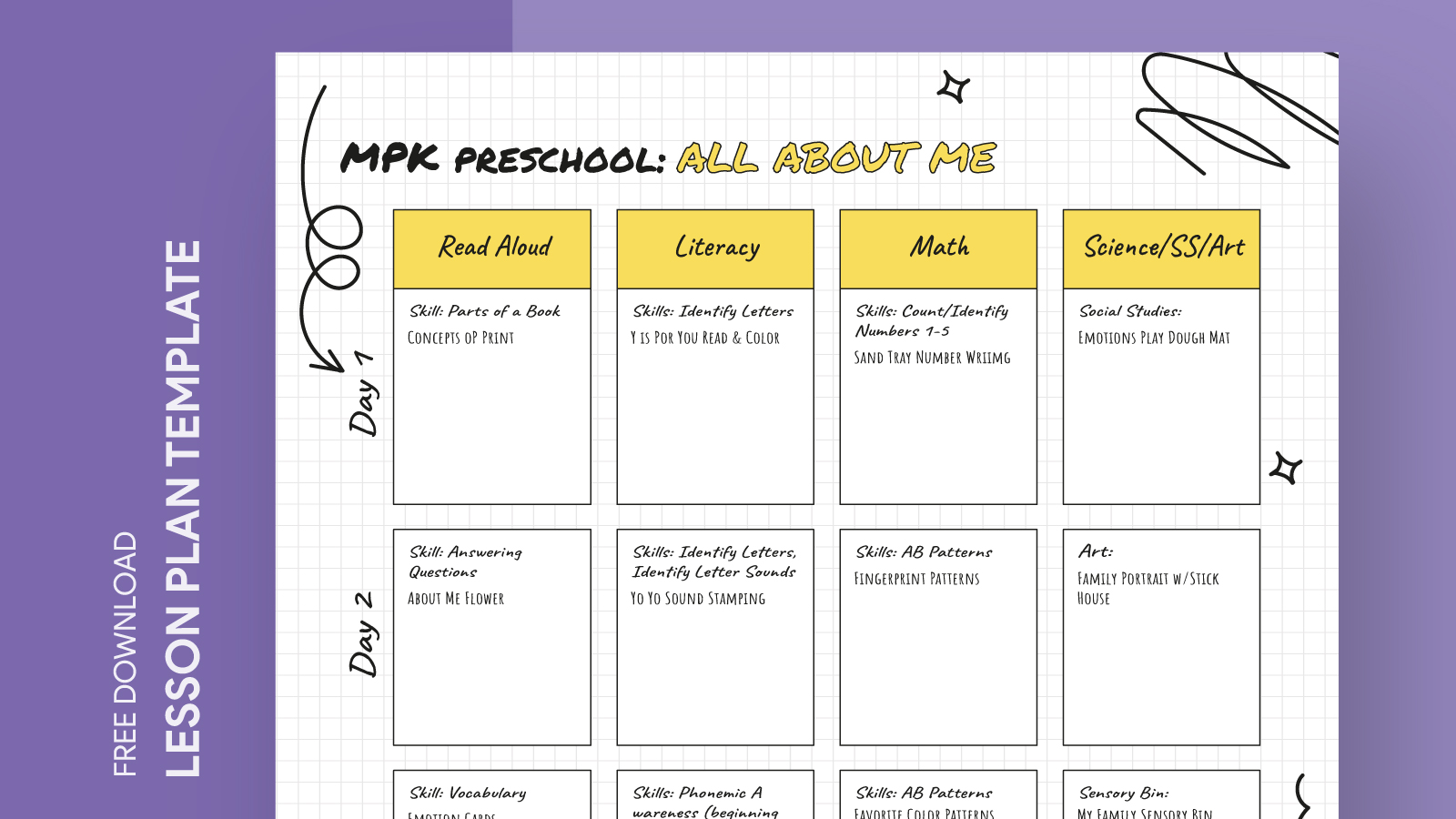 Preschool All About Me Lesson Plan Free Google Docs Template - gdoc.io