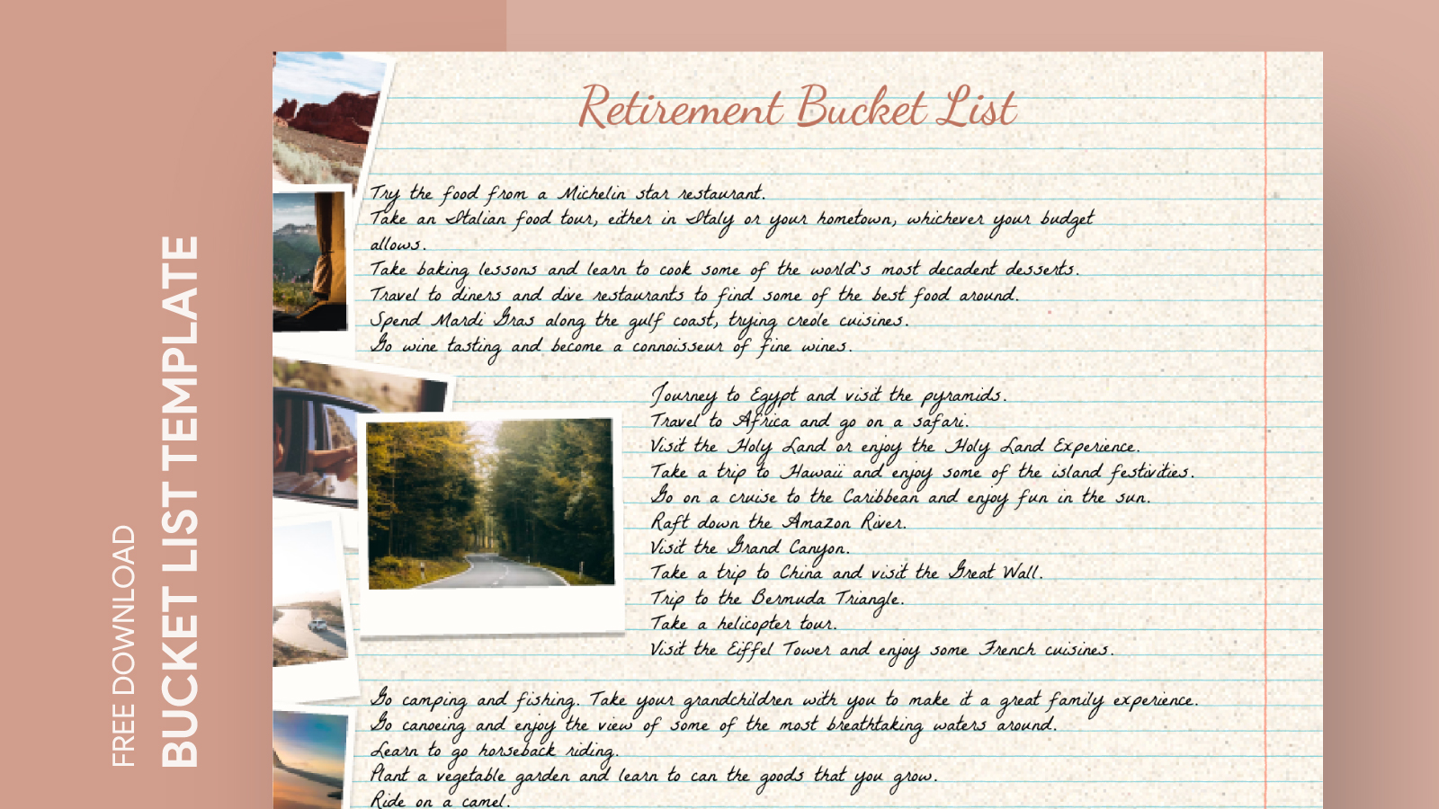 Retirement Bucket List Free Google Docs Template - gdoc.io