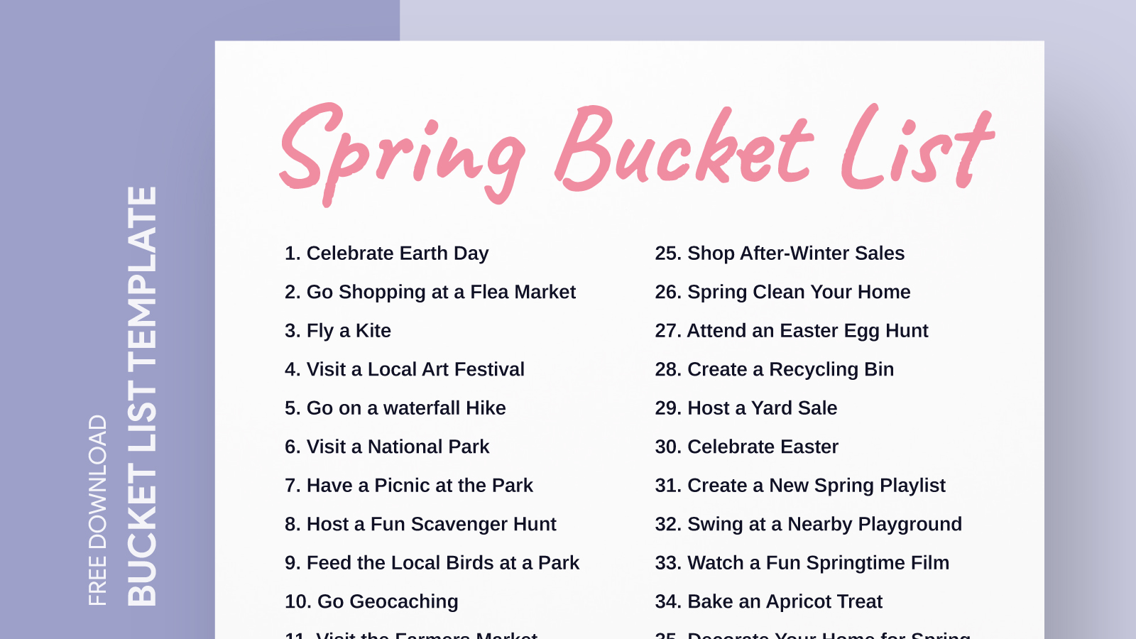Spring Bucket List Free Google Docs Template - gdoc.io