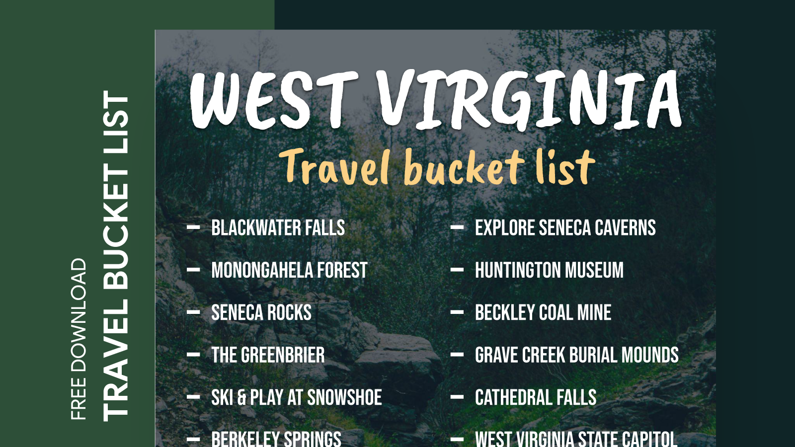 West Virginia Travel Bucket List Free Google Docs Template - gdoc.io