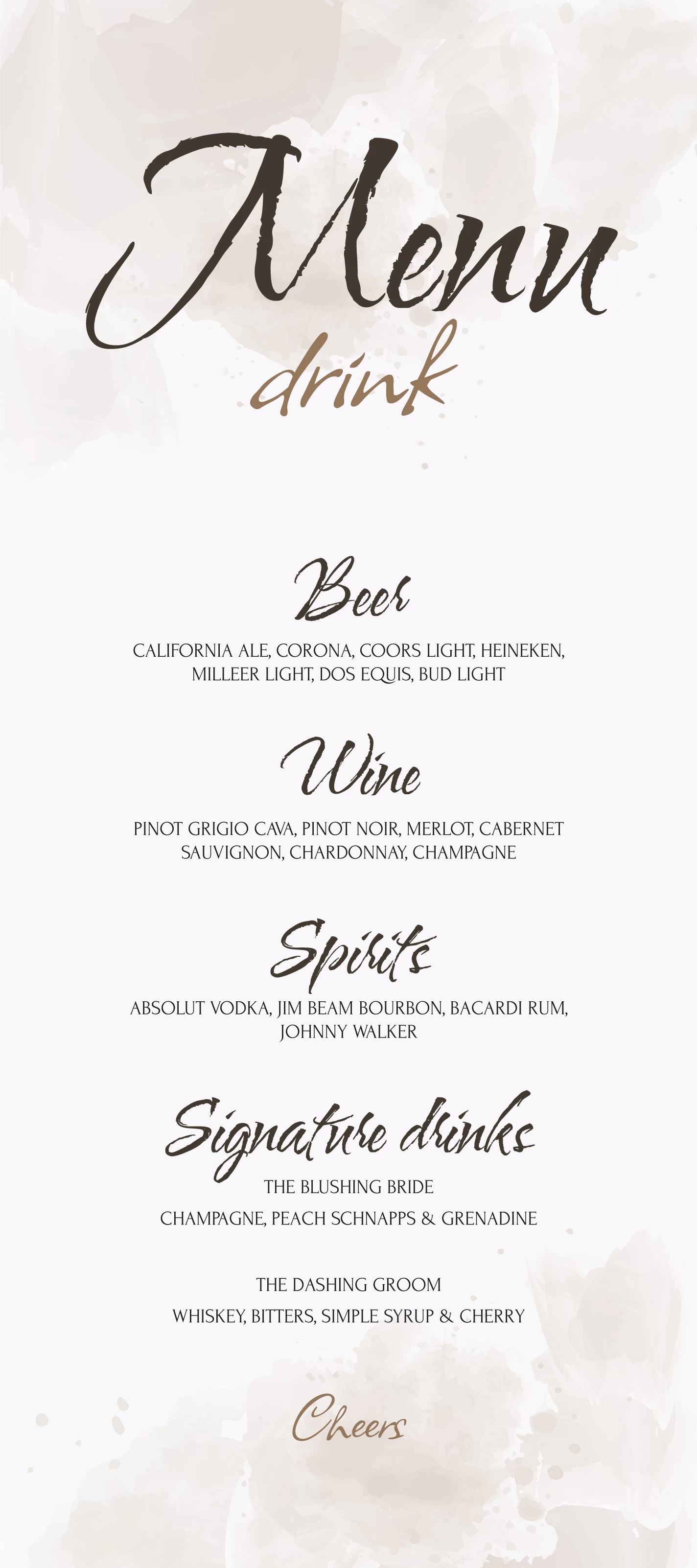 Wedding Bar Menu Bar Menu Sign Bar Menu Printolife Lupon gov ph
