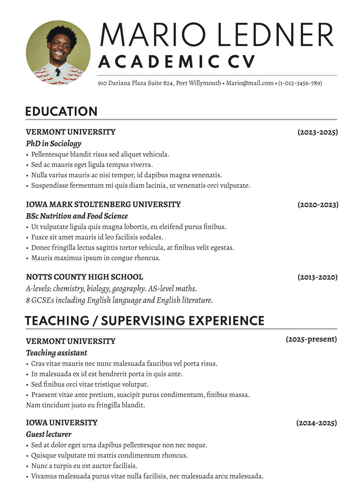 Academic Cv Template 26 Academic Resume Examples Guide For 2025