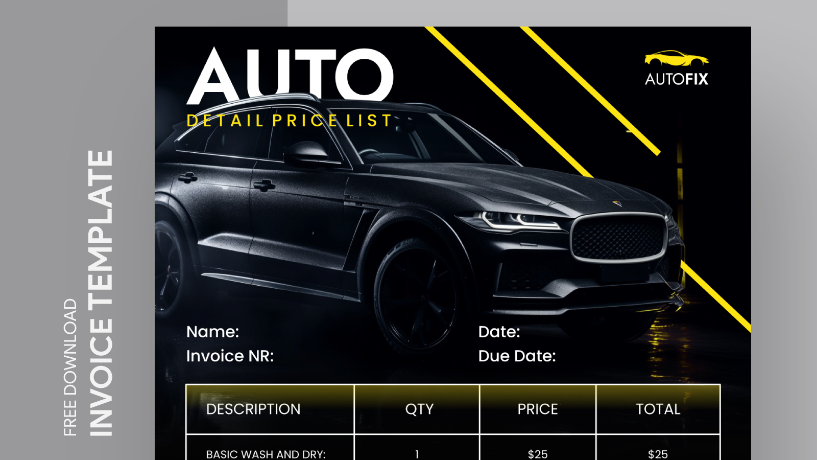 Auto Detail Price List Free Google Docs Template - gdoc.io