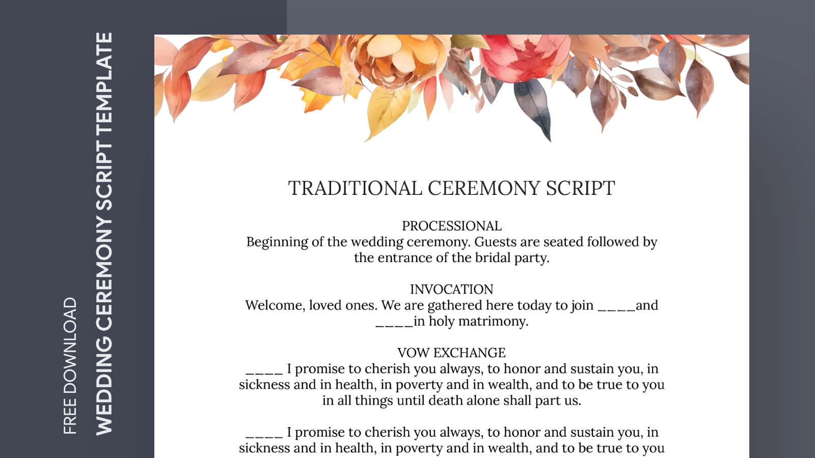 Autumn Wedding Ceremony Script Free Google Docs Template - gdoc.io