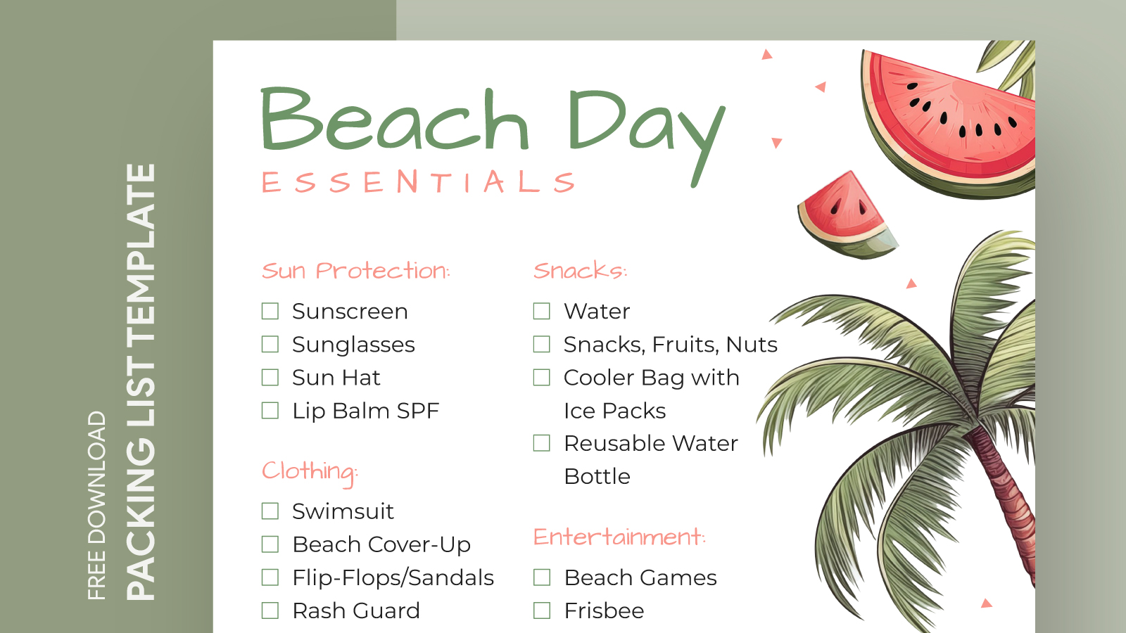 Beach Day Essentials Free Google Docs Template - gdoc.io