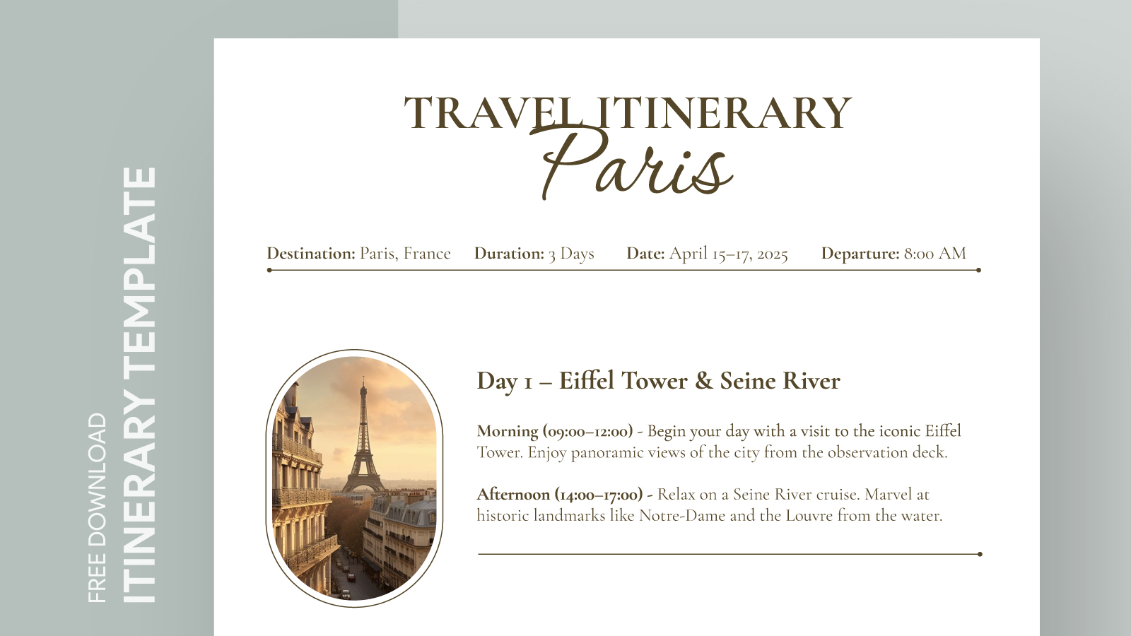Best Travel Itinerary Free Google Docs Template - gdoc.io