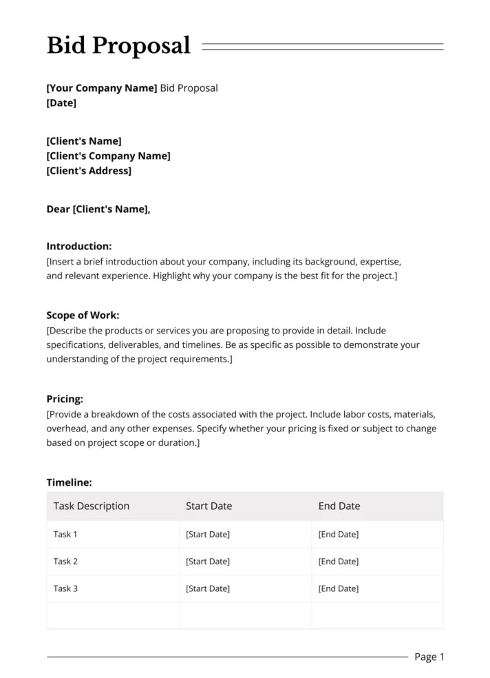 Quote Proposal Template FREE 10+ Sample Proposal Quotation Templates