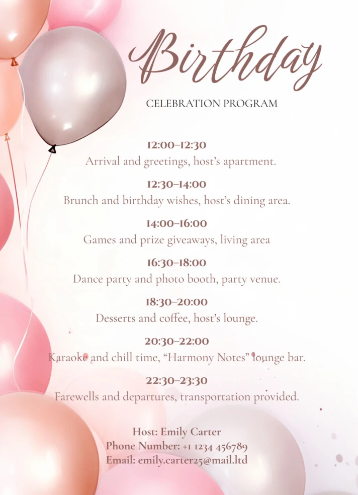 Party Itinerary Template Party Itinerary Template 8+ Free Word, PDF