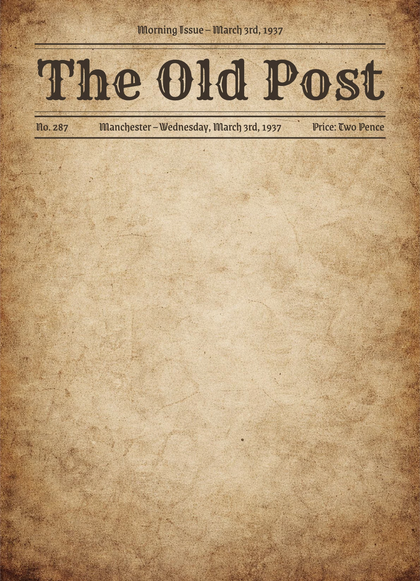 Old Blank Newspaper Template Blank Newspaper Template | Cyberuse