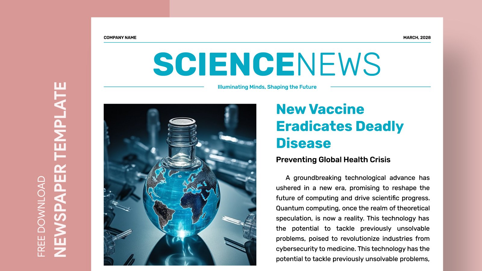 Blue Minimal Science Newspaper Free Google Docs Template - gdoc.io