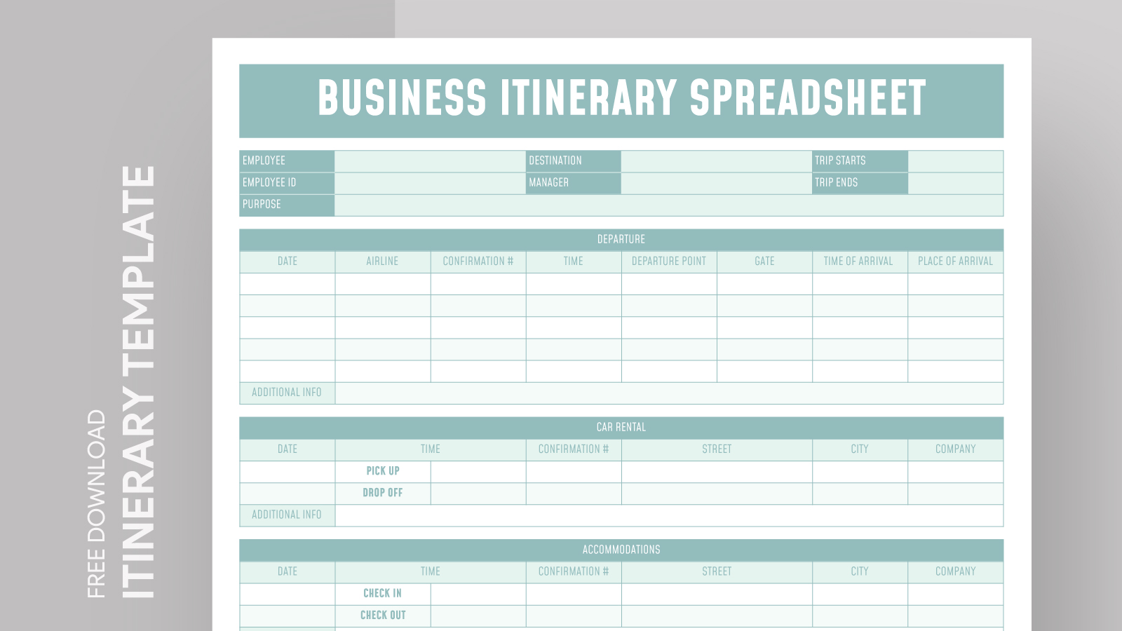 Business Itinerary Spreadsheet Free Google Sheets & Excel Template