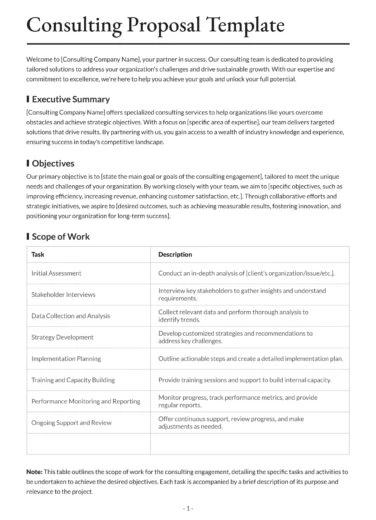 Free Consulting Proposal Template