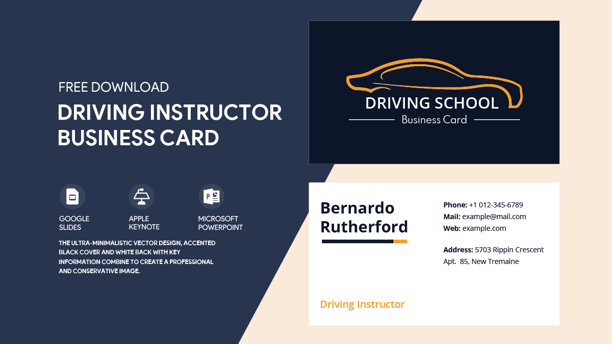 Driving Instructor Business Card Free Google Docs Template - gdoc.io