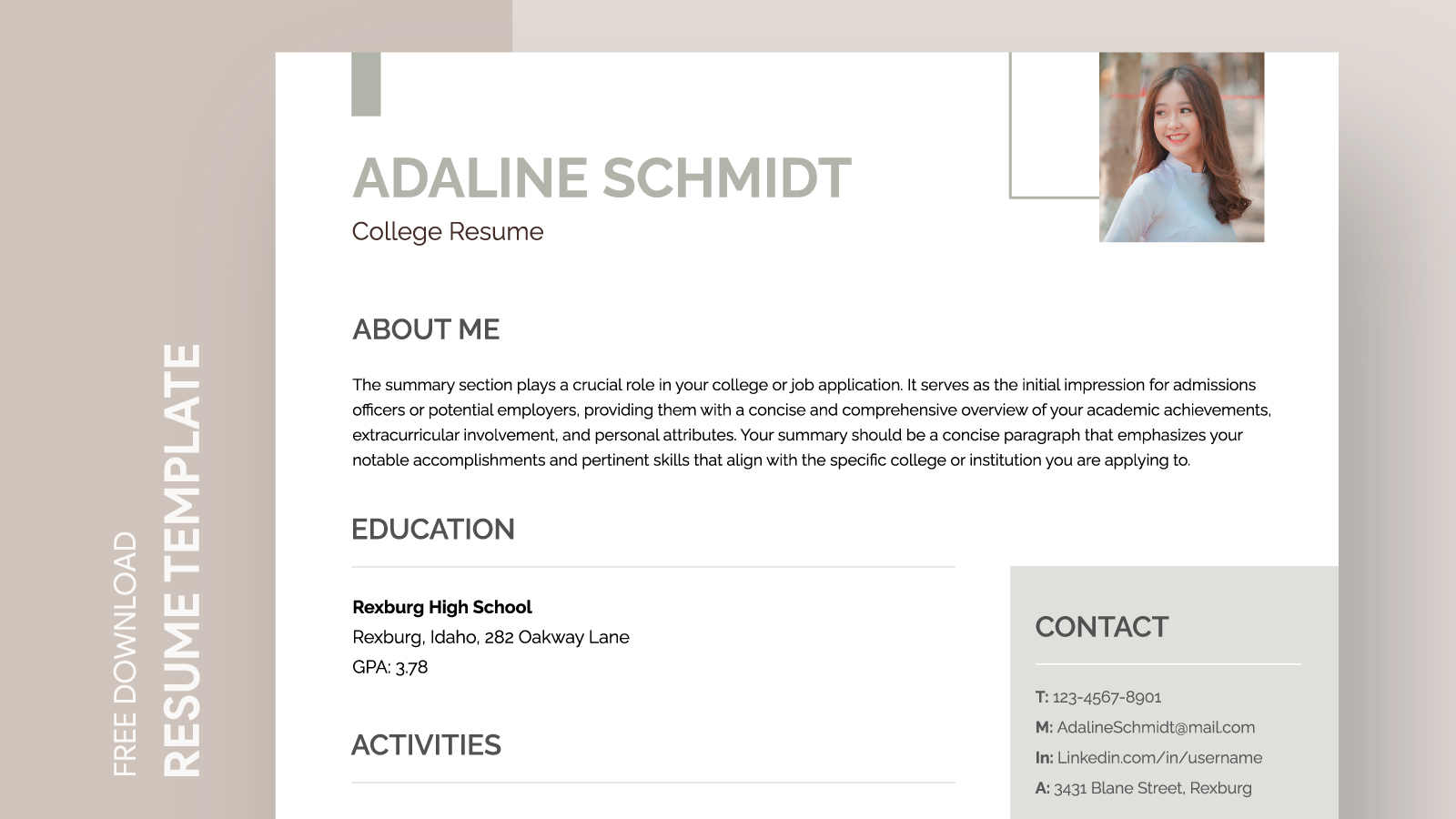 College Resume Free Google Docs Template - gdoc.io