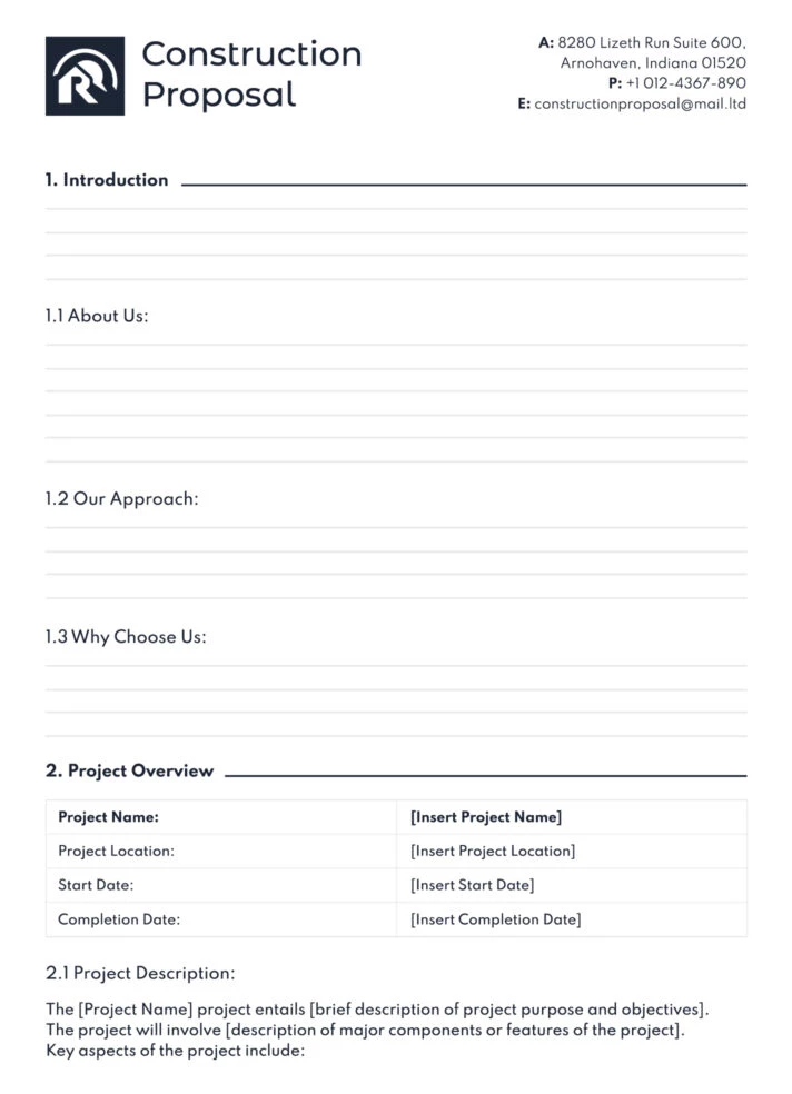 Construction Proposal Forms