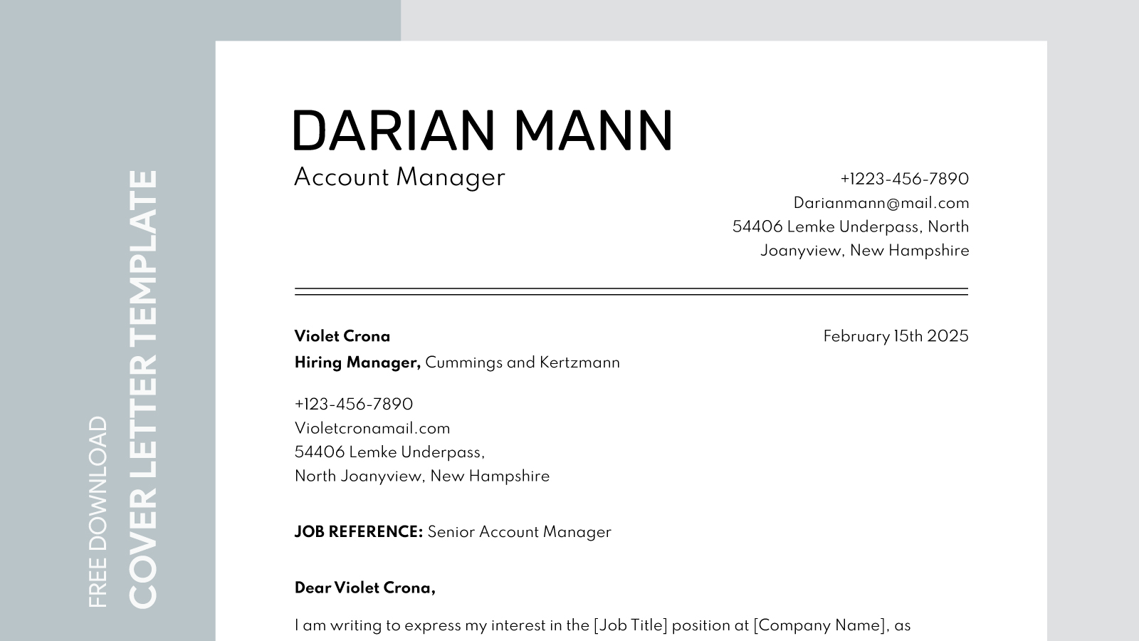 Job Application Cover Letter Template Word Doc Infoupdate