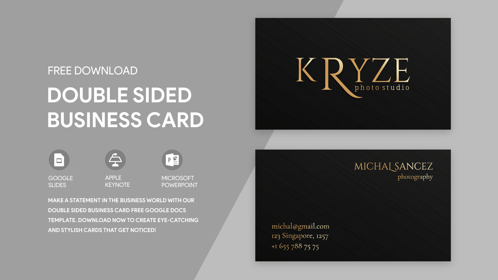 Double Sided Black Business Card Free Google Docs Template - gdoc.io