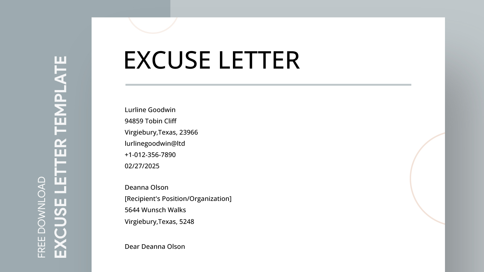 Excuse Letter Free Google Docs Template - gdoc.io