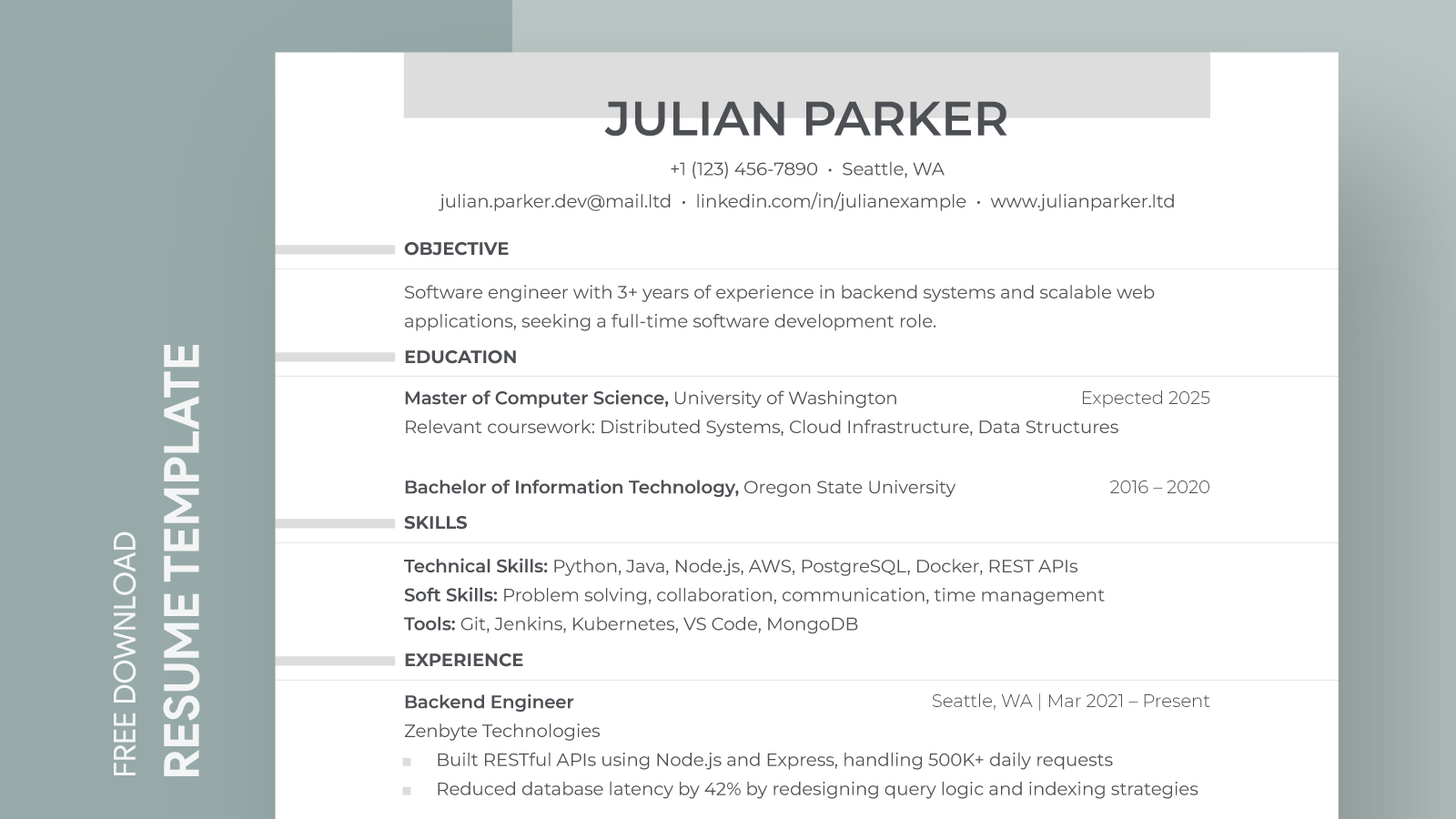 FAANG Resume Free Google Docs Template - gdoc.io