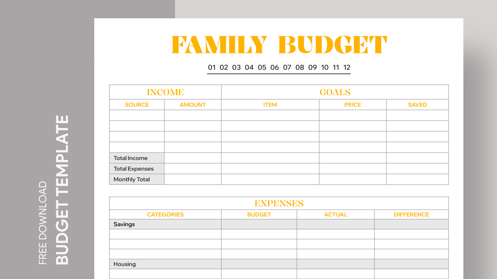 Family Budget Template Printable