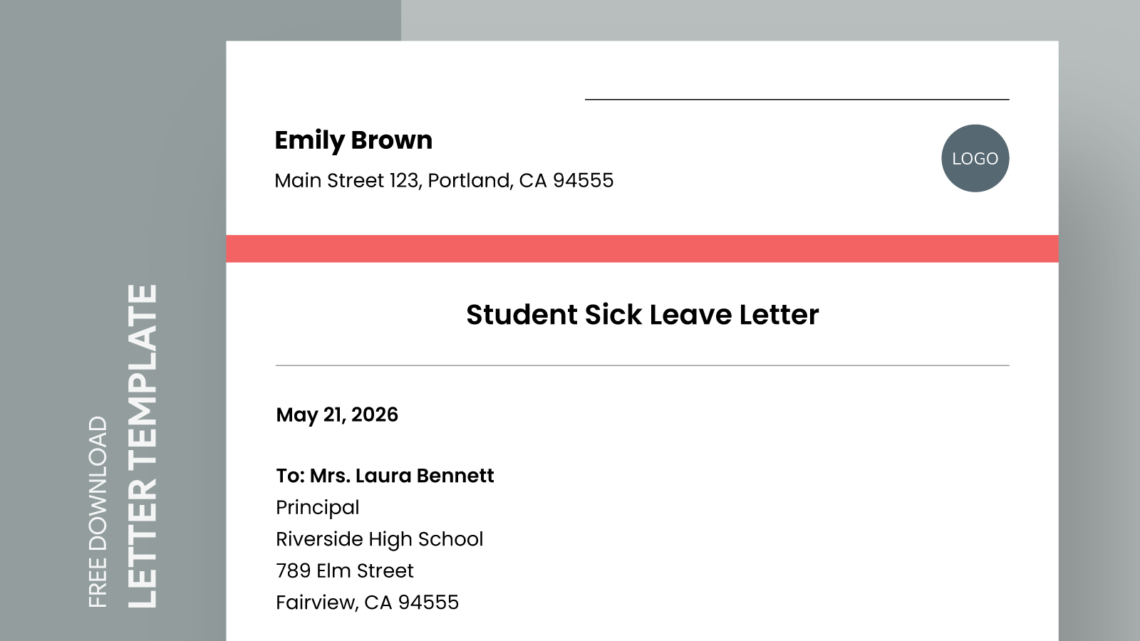 Fever Sick Student Absent Letter for School Free Google Docs Template