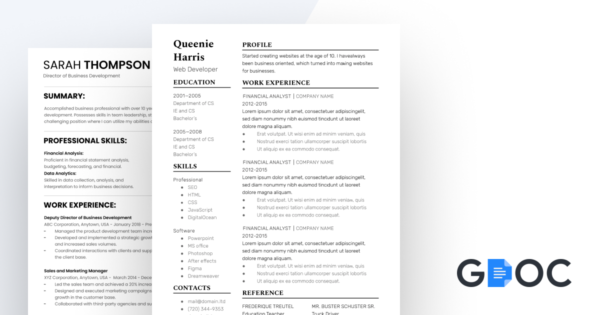 Free Simple Resume Google Docs Templates - gdoc.io