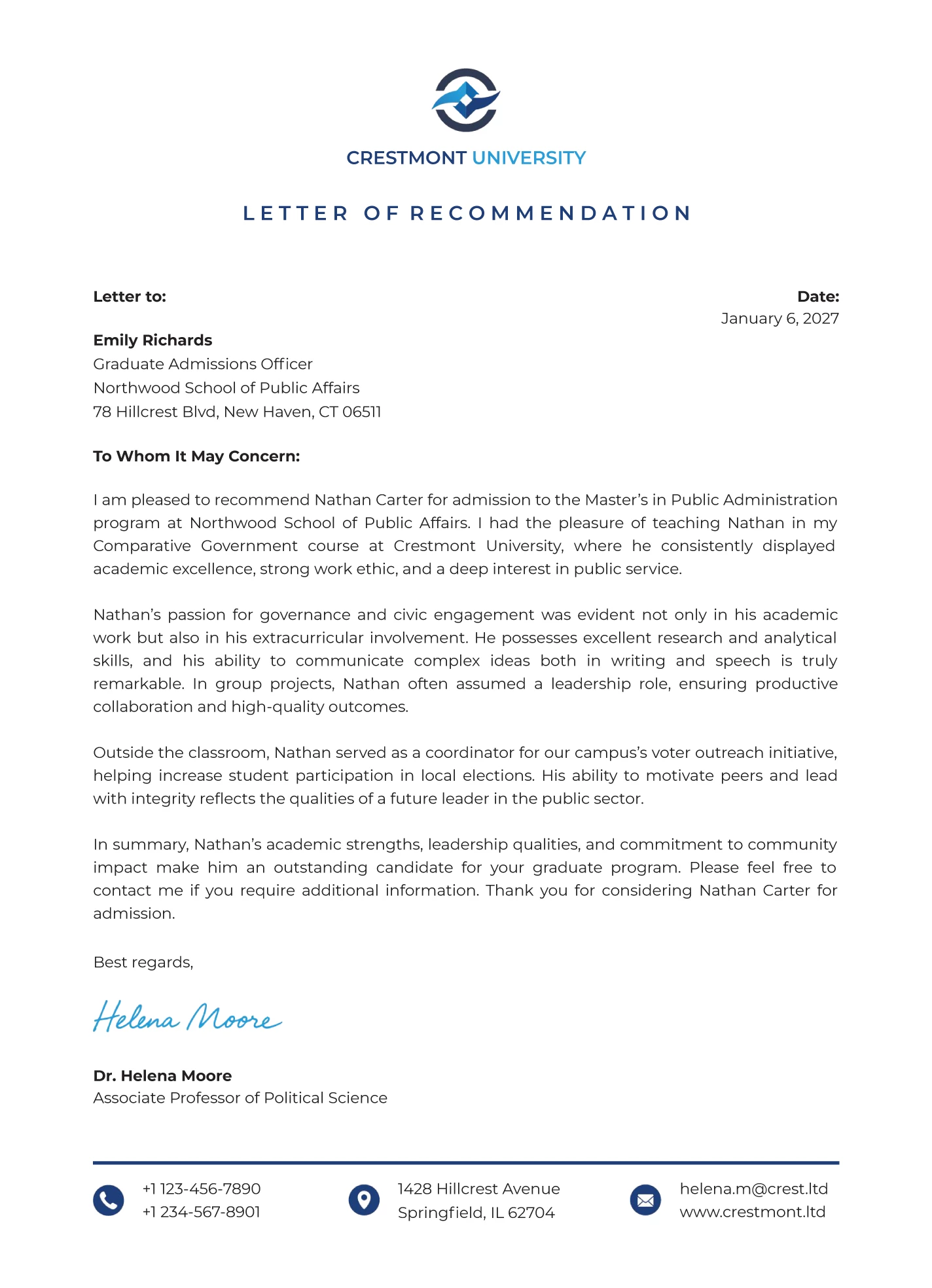 Student Letter Of Recommendation 1152x2048