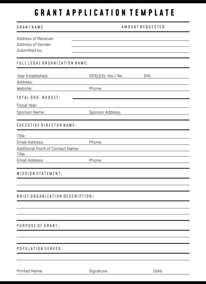 Grant Application Form Template