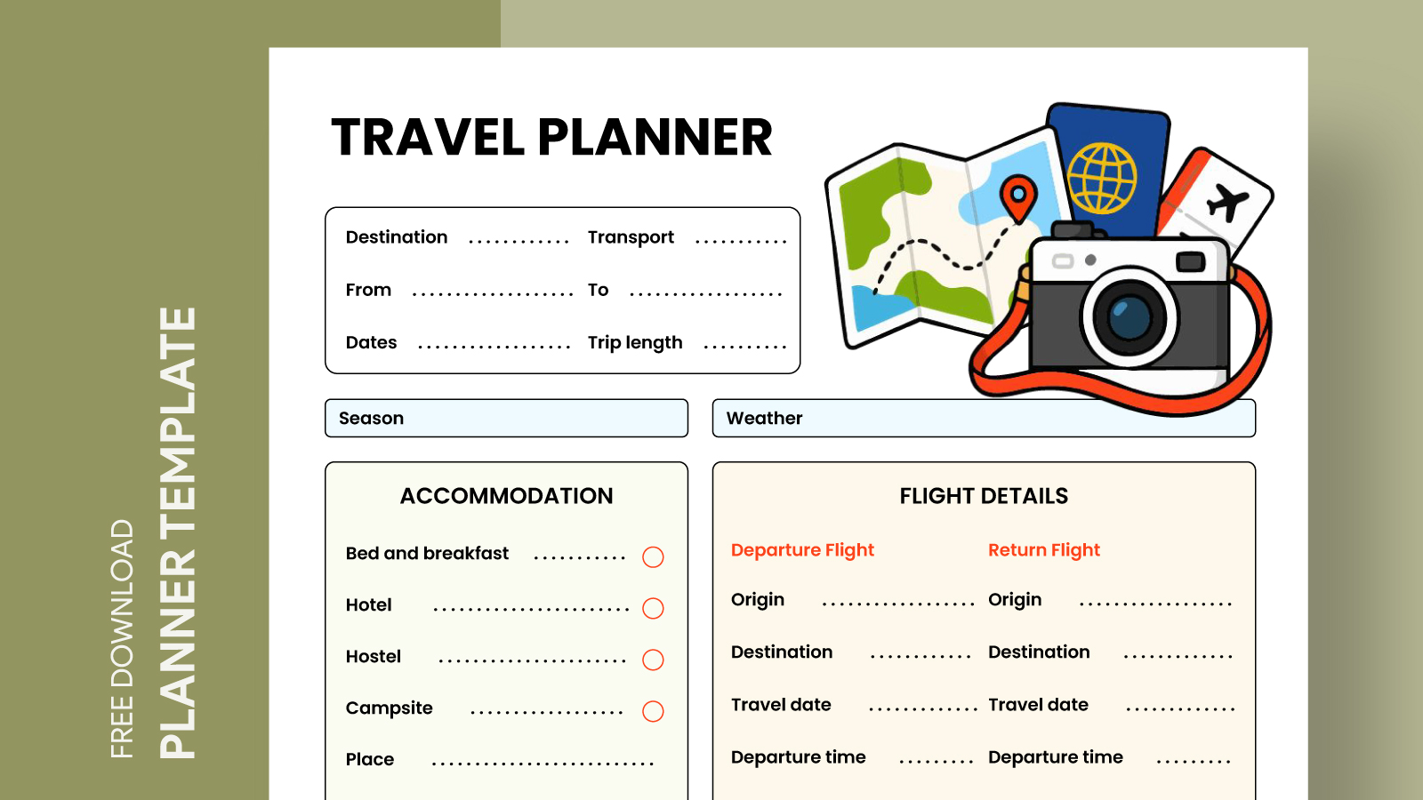 Holiday Travel Planner Free Google Docs Template - gdoc.io