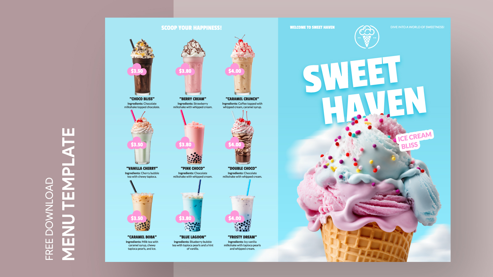 Ice Cream Menu Free Google Docs Template - gdoc.io