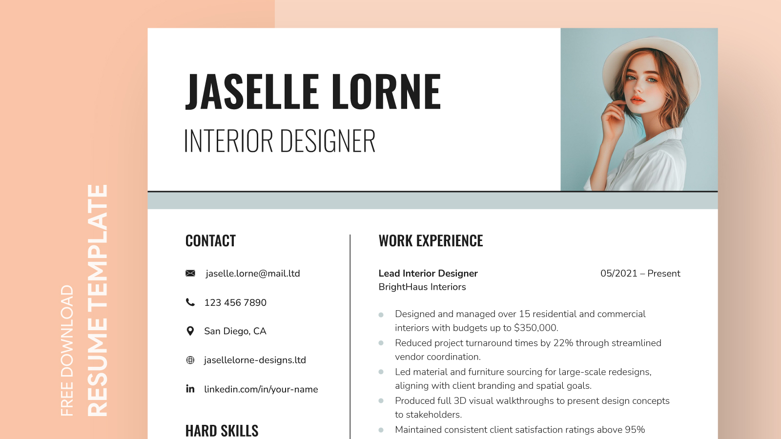Interior Designer Resume Free Google Docs Template - gdoc.io