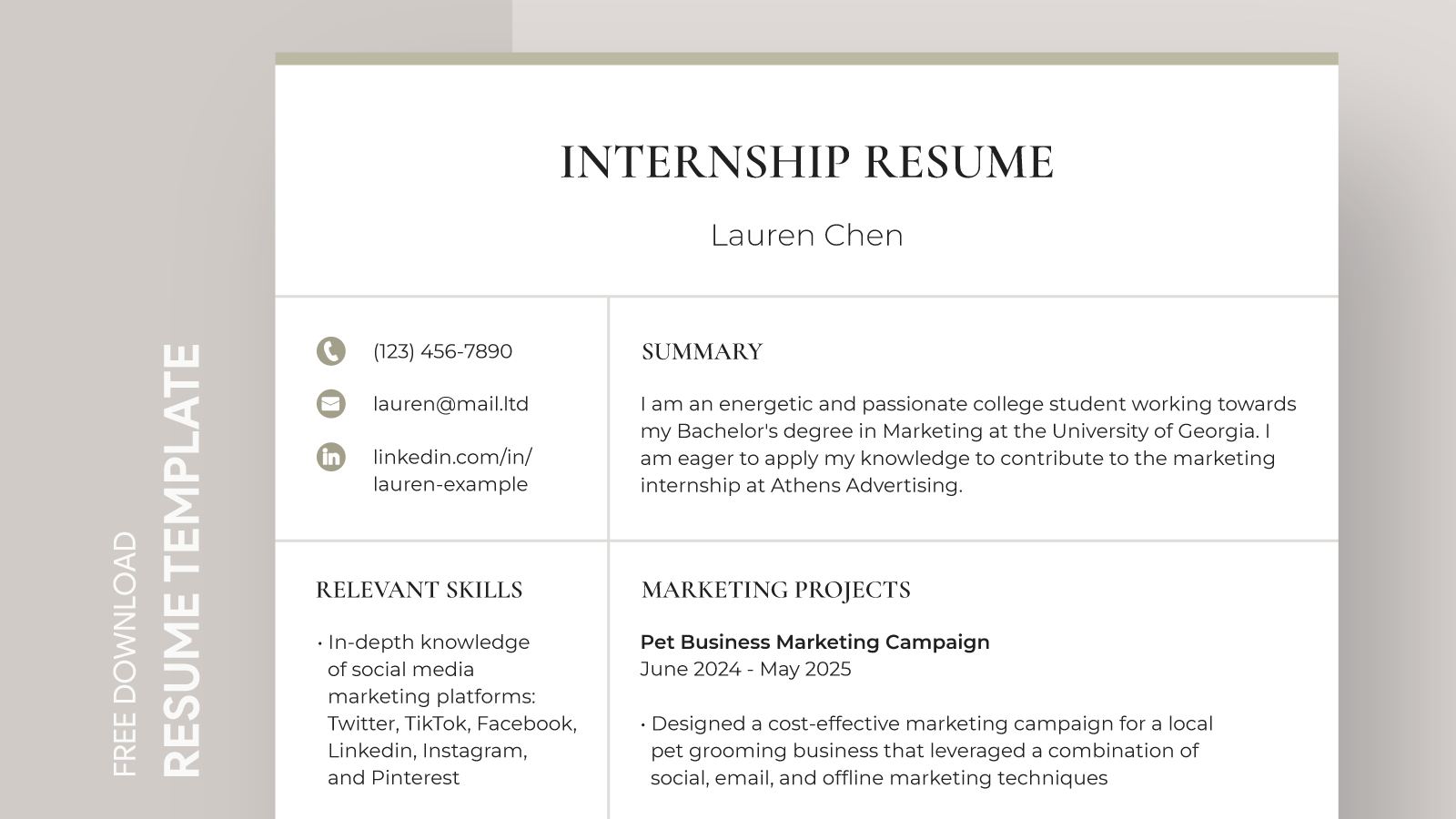 Internship Resume Free Google Docs Template - gdoc.io