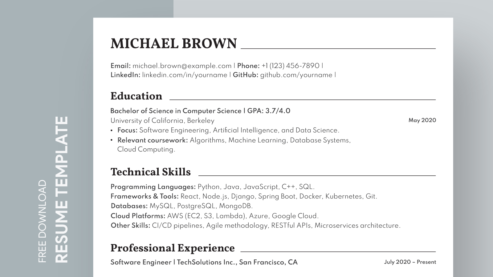 IT Simple Resume Free Google Docs Template - gdoc.io