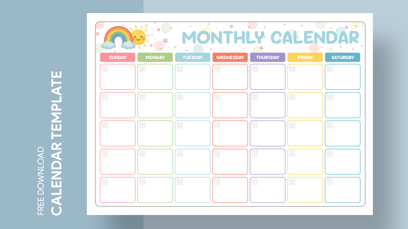 Kids Monthly Calendar Free Google Docs Template - gdoc.io