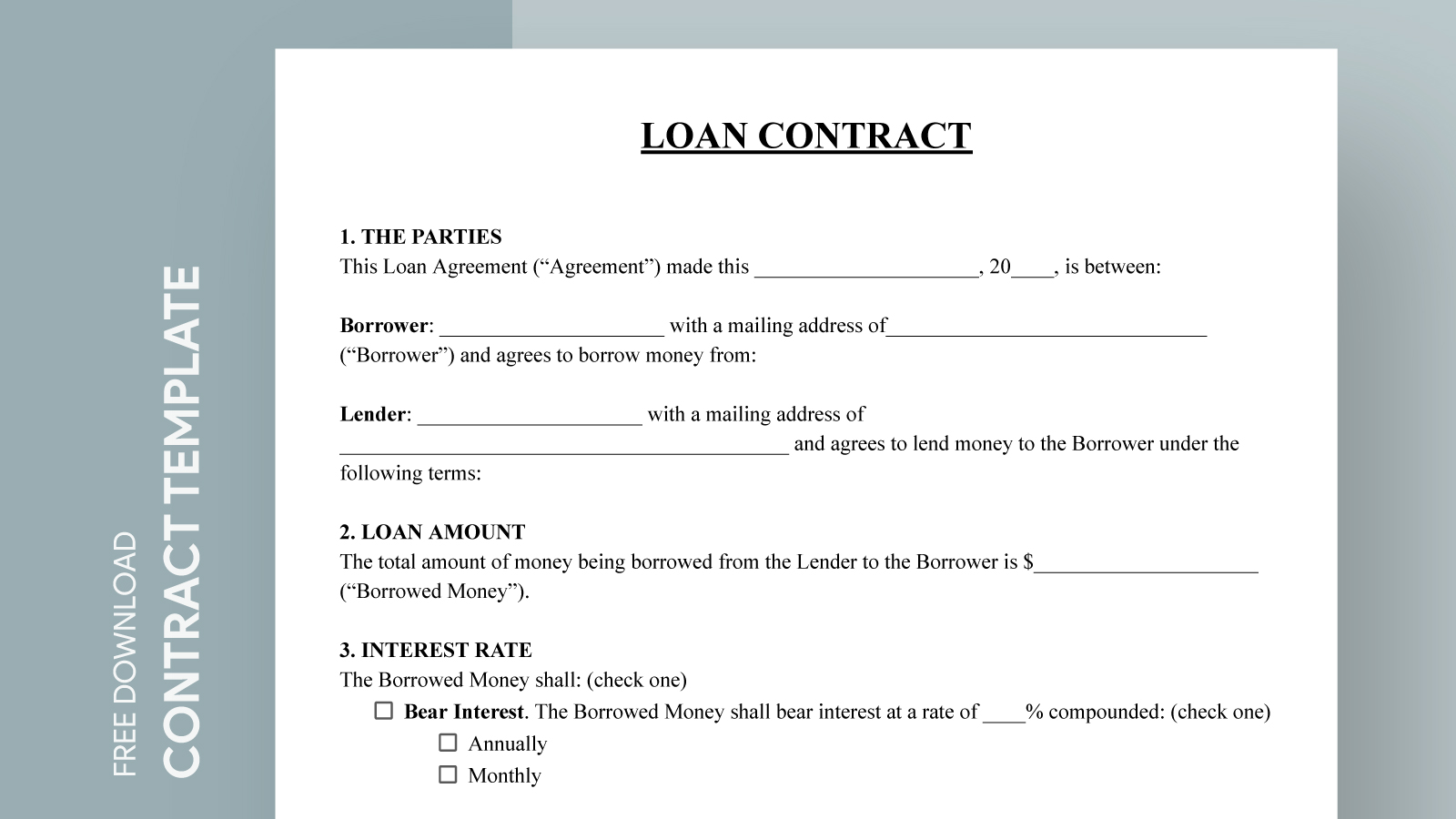 Loan Contract Free Google Docs Template - gdoc.io