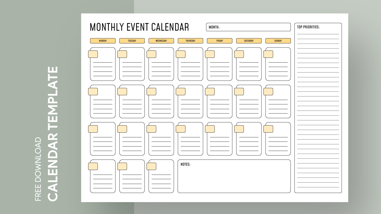 Monthly Event Calendar Free Google Docs Template - gdoc.io